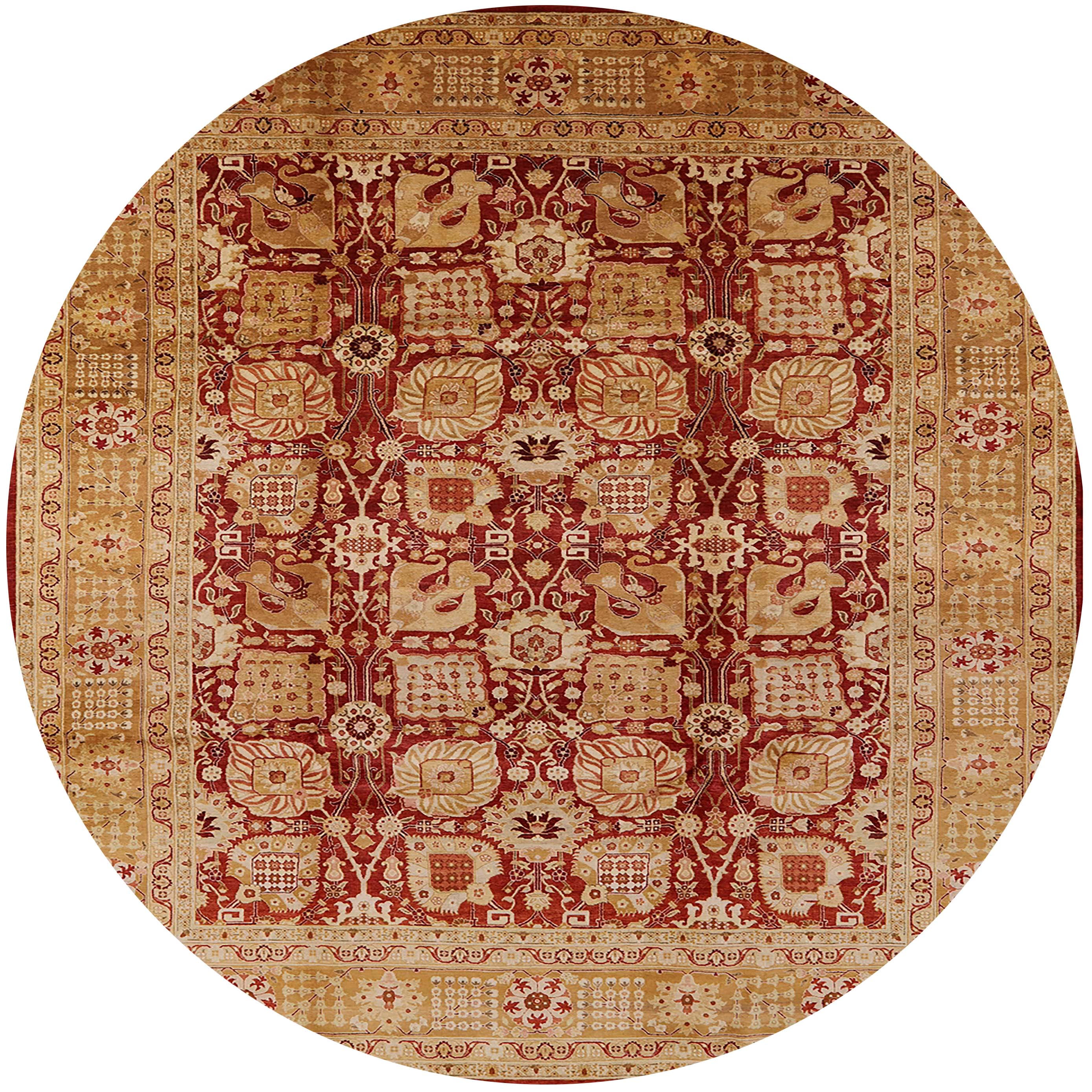 Ahgly Company Indoor Round Mid-Century Modern Orange Oriental Area Rugs ...