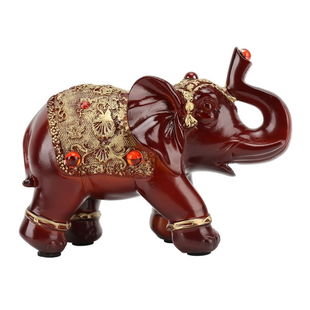 Feng Shui Elephant Statue, Red Elephant Statue Resin Cute Elegant ...