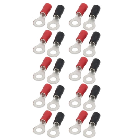 20pcs RV5.5-6 Pre Insulated Ring Crimp Terminal Red Black for AWG 12-10 ...
