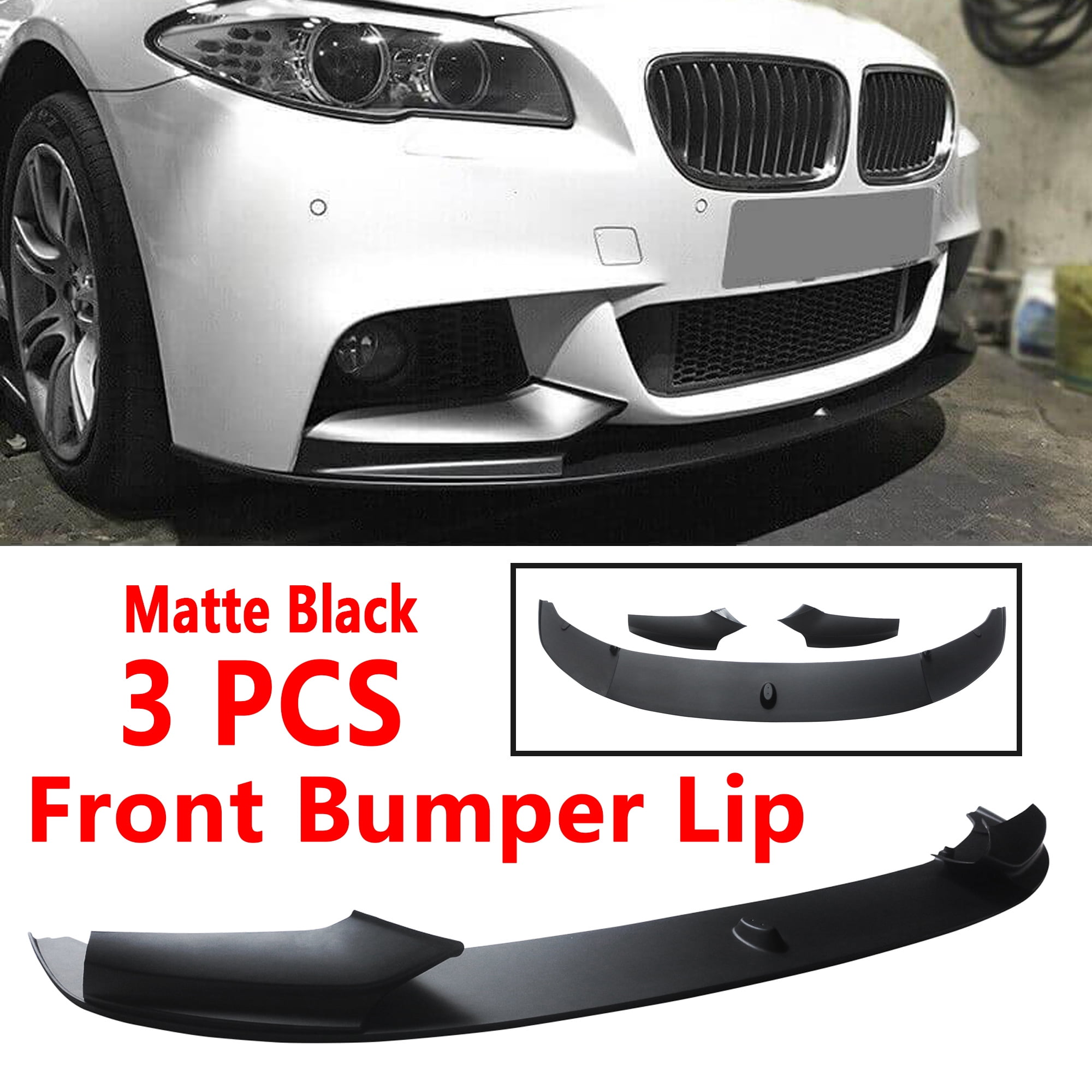 NINTE Front Bumper Lip for 11-16 BMW 5 Series F10 M-Sport Matte Black 3 ...