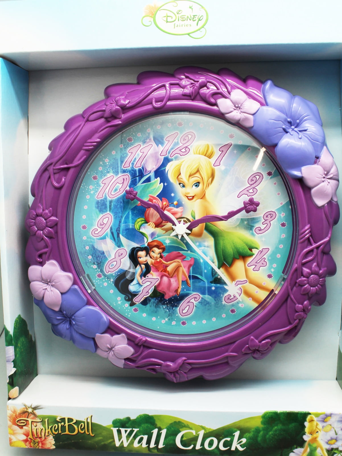 Purple Floral Shape Disney Tinkerbell Wall Clock - Walmart.com