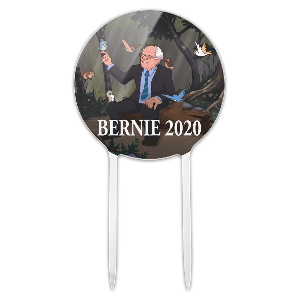 Acrylic Bernie Sanders 2020 with Birds In A Forest Retro Cartoon Cake ...