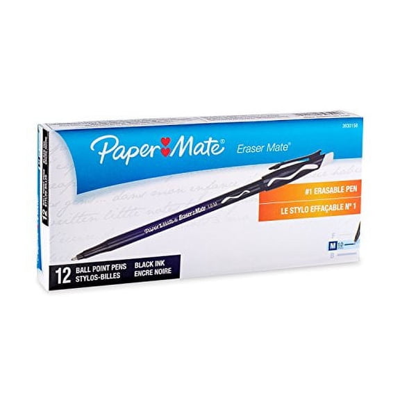 Paper Mate EraserMate, Blue, Medium Point, Erasable Ink, Bold Set, 12 ...