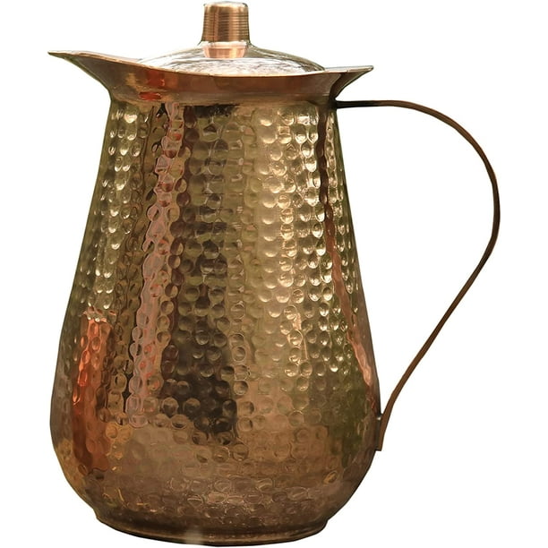 Pure Copper Pitcher Jug for drinking water With Lid Water Carafe 68 OZ ...