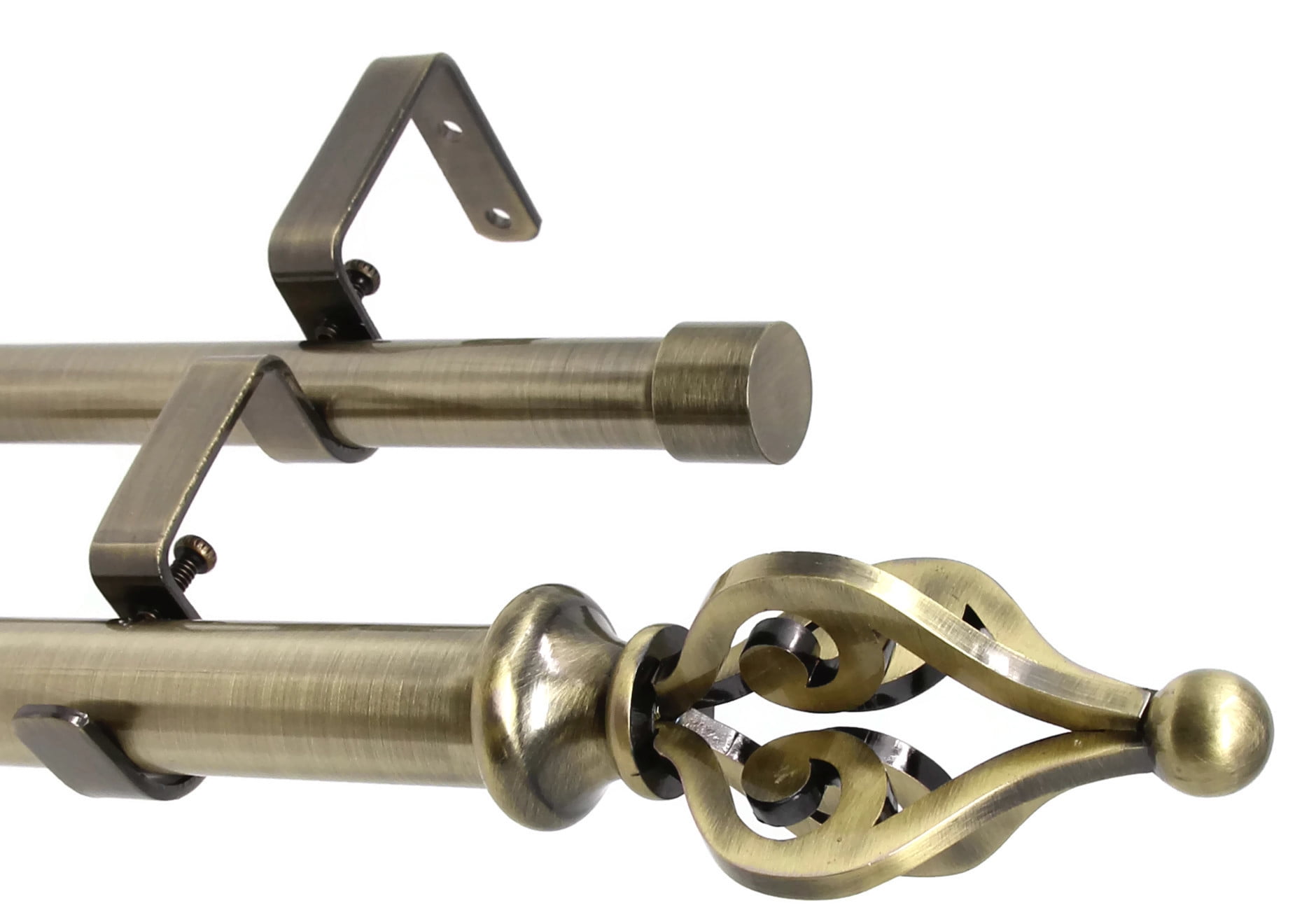 Urbanest Portia Manhattan 1" 3/4" Double Drapery Curtain Window Rod Set ...