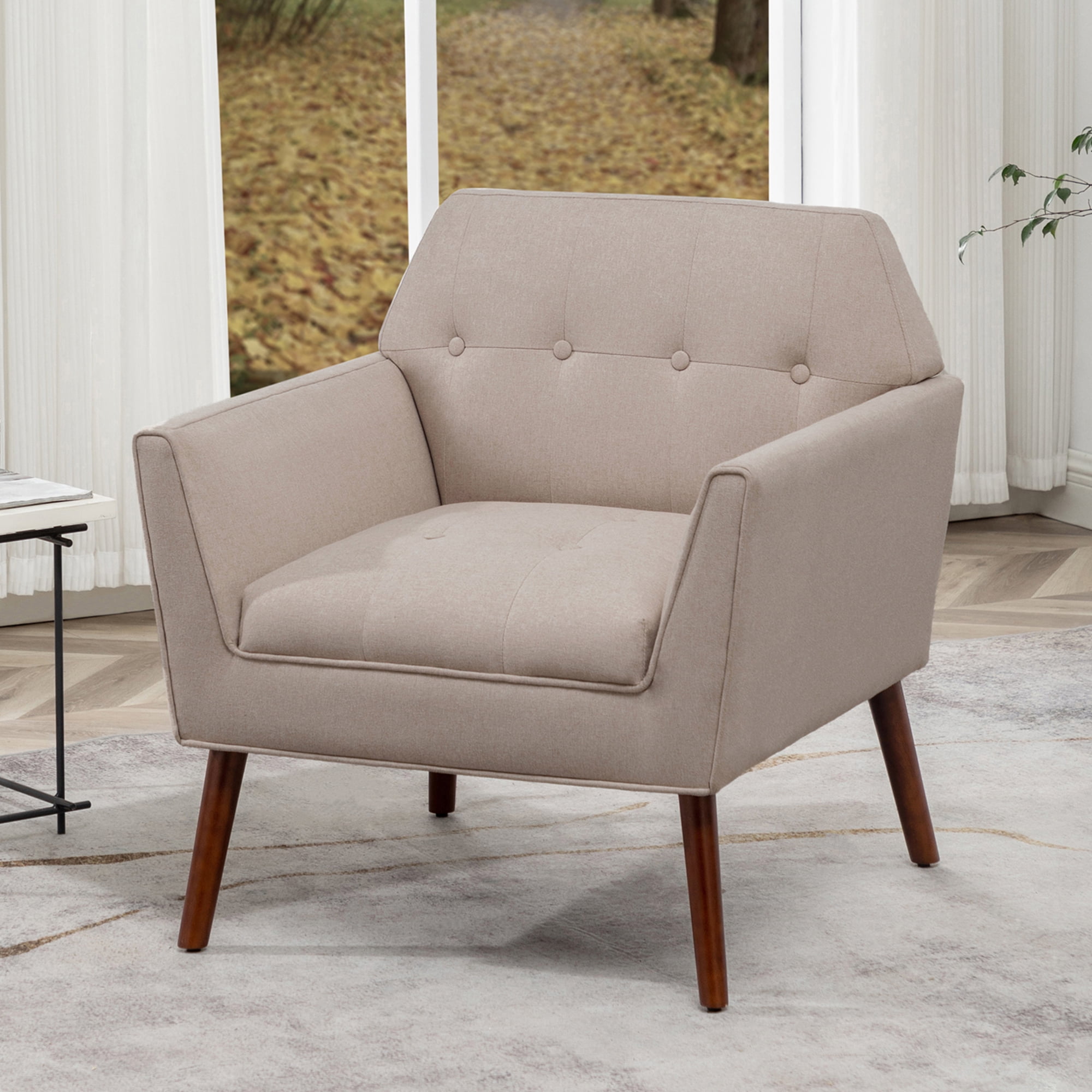 Convenience Concepts Take a Seat Andy Accent Chair, Sandy Beige Fabric ...