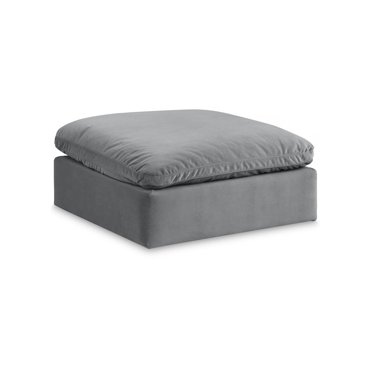 Meridian Furniture Comfy White Linen Textured Fabric Ottoman - Walmart.com