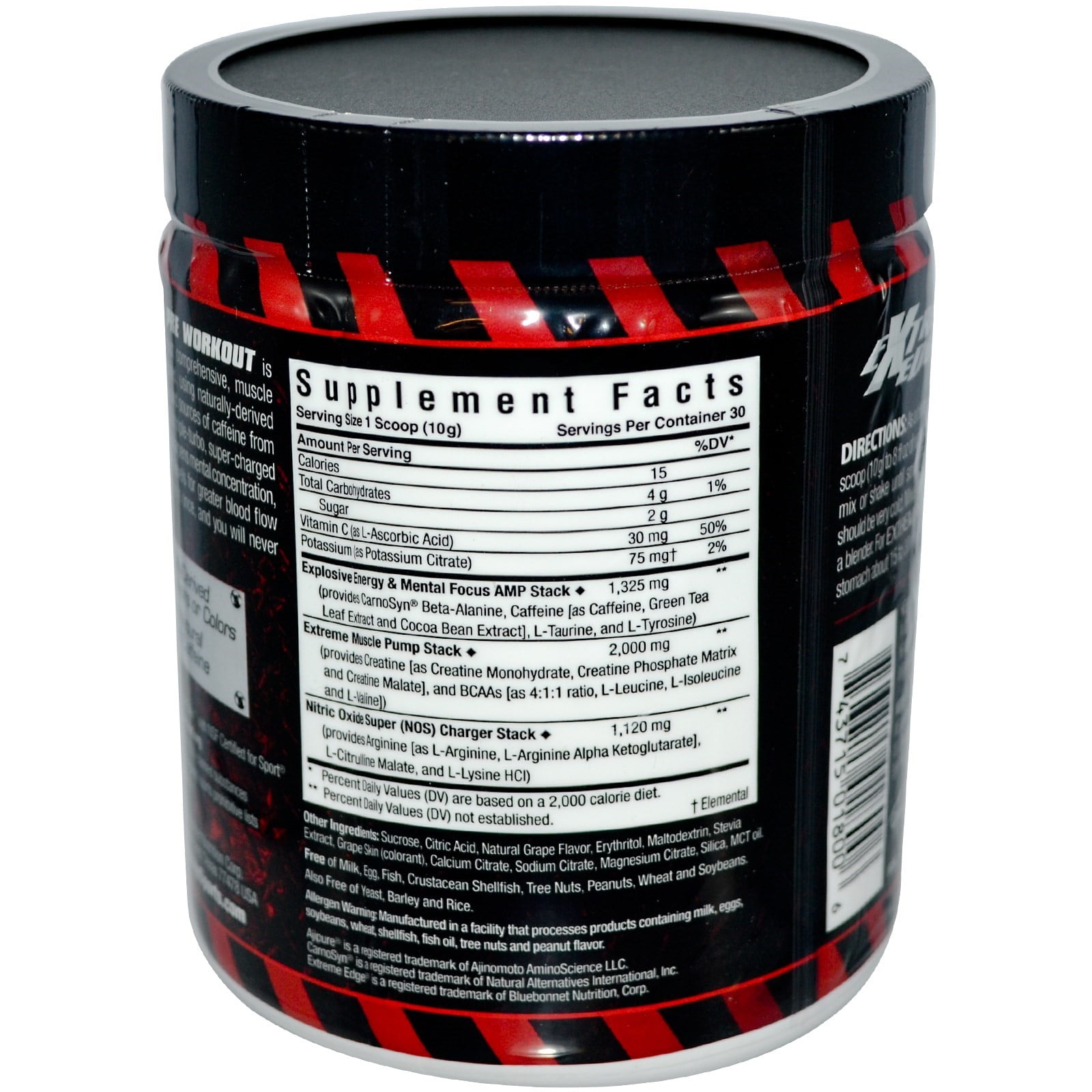 Extreme Edge Pre Workout Powder, Grape, 30 Servings