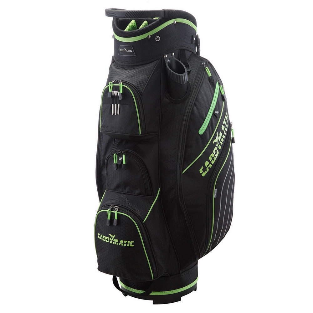 Caddymatic Golf Deluxe 14-Way Cart Bag Black/ Green - Walmart.com