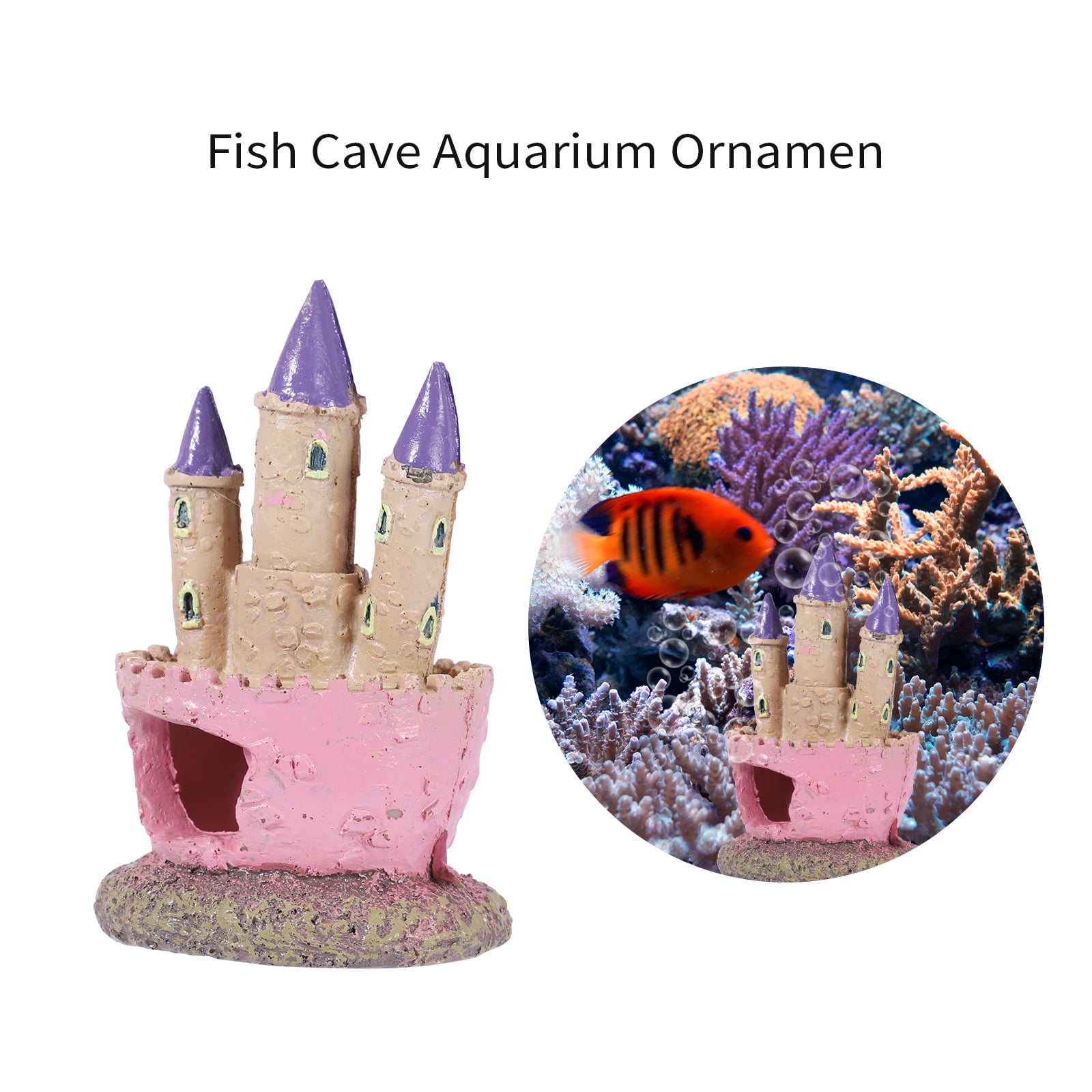DALX Pink Princess Castle Fish Cave Aquarium Ornament Fish Tank ...