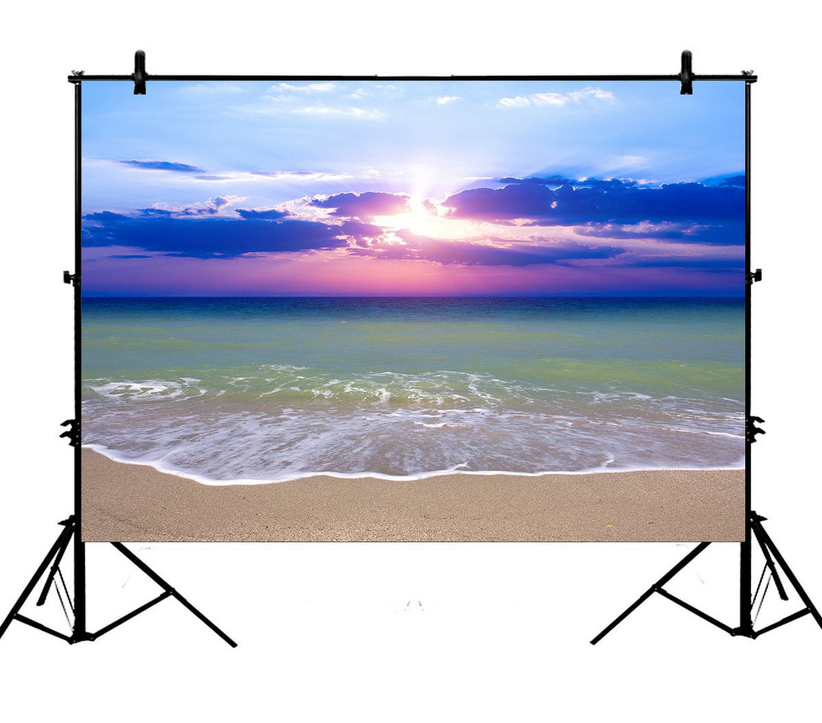 PHFZK 7x5ft Beautiful Seascape Backdrops, Nice Sunset over Sea Beach ...