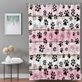 Bathroom Shower Curtain Dog Paw Pink Wood Grain Waterproof Shower ...