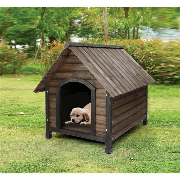 Benzara Hut Shaped Wooden Pet House, Weathered Oak Brown - Walmart.com ...