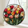 Stained Glass Tulip Suncatcher with Multicolor Flower Arrangement ...