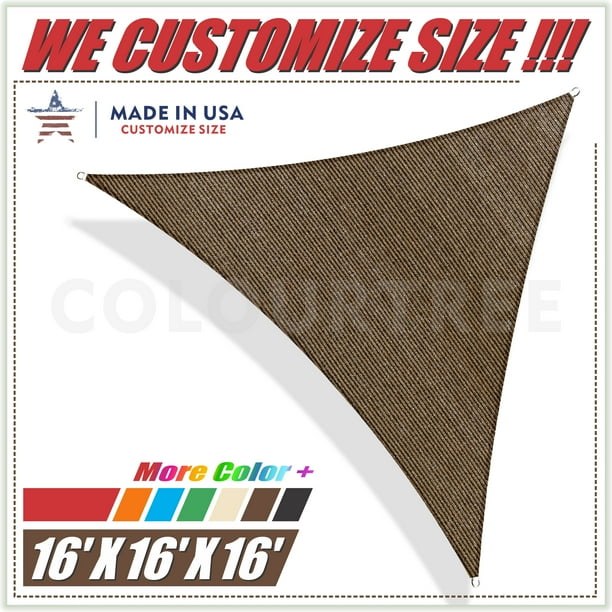 ColourTree 16' x 16' x 16' Sun Shade Sail Canopy ?Triangle Brown ...