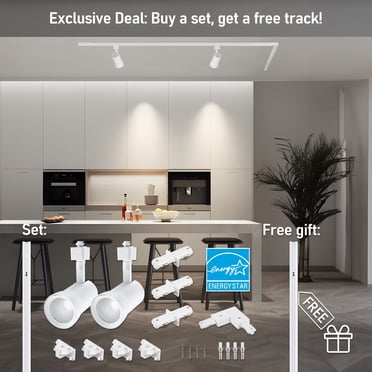 Track Light Kits, Includes 2 x 18W Track Lighting Heads(Warm White)+2 x ...