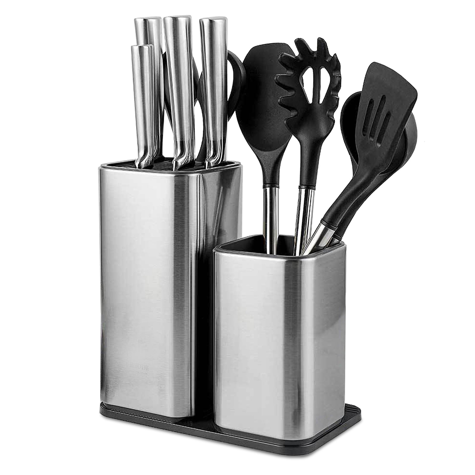 Knife Holder and Utensil Holder - Stainless-Steel Modern Rectangular ...