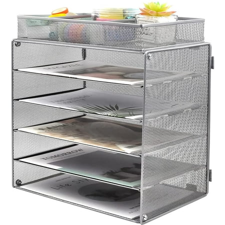 Paper Letter Tray Organizer, 5 Tier Mesh le Tray Desktop Paper Sorter ...