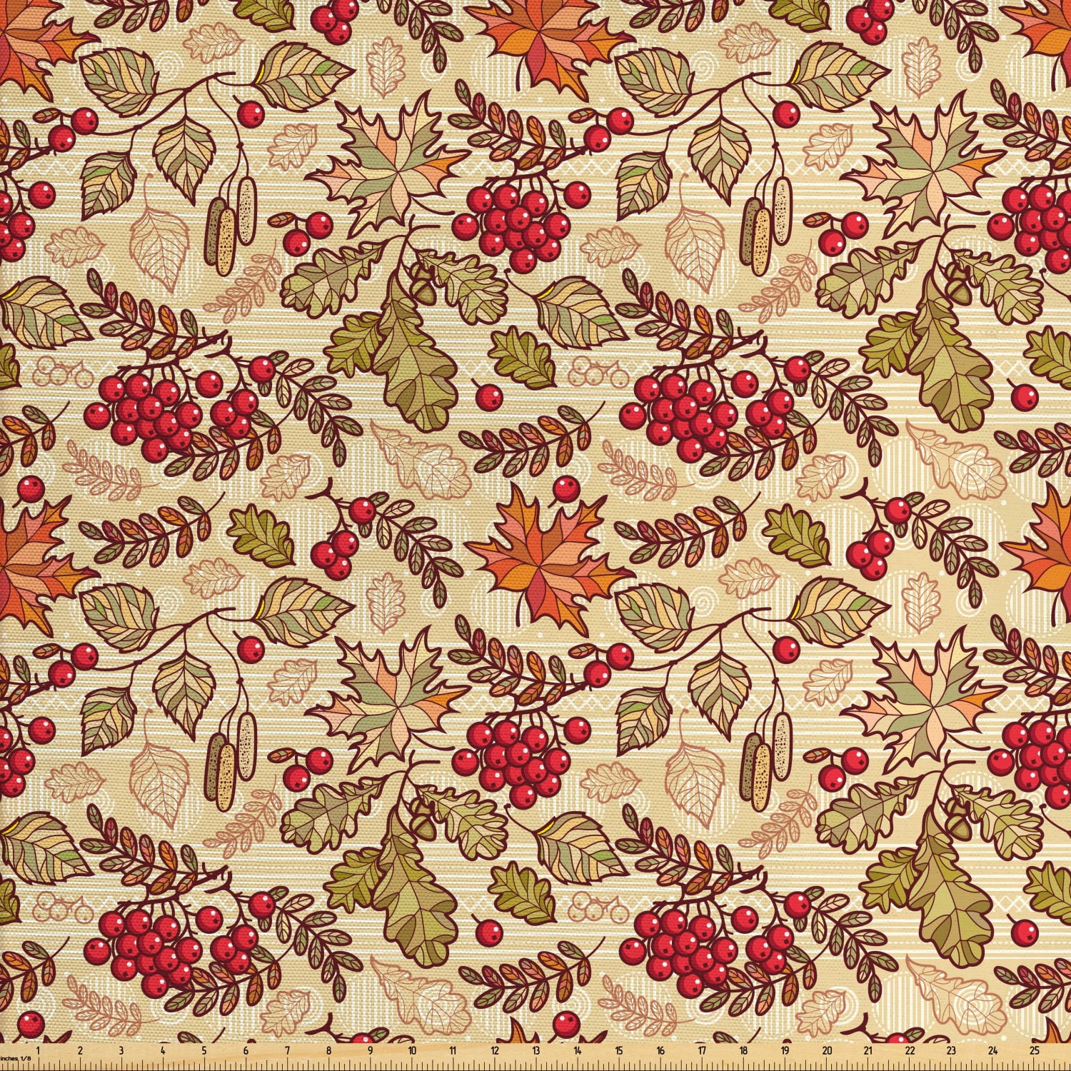 Rowan Fabric by The Yard, Fall Season Themed Mixed Pattern with Maple ...