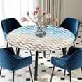 Abstract Gradient Round Table Cover, Stripes Blue Brown Ombre Chevron ...