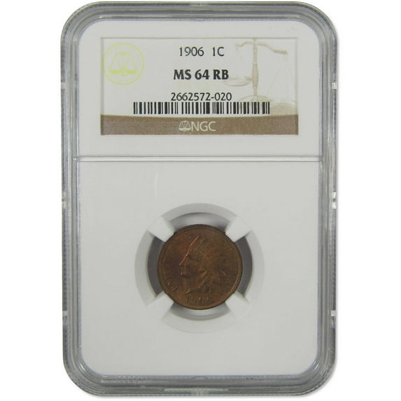 1906 Indian Head Cent MS 64 RB NGC Penny Uncirculated 1c Coin - Walmart.com