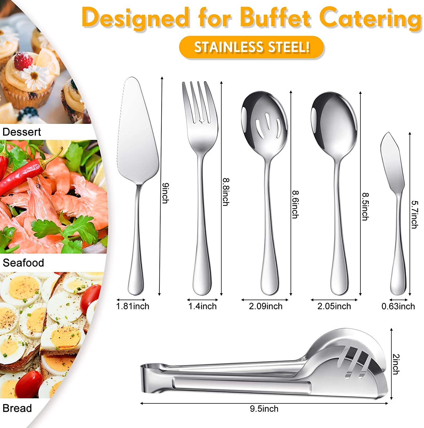 Buy 6 Pieces Serving Utensils Large Serving Serving Spoon Serving Fork ...