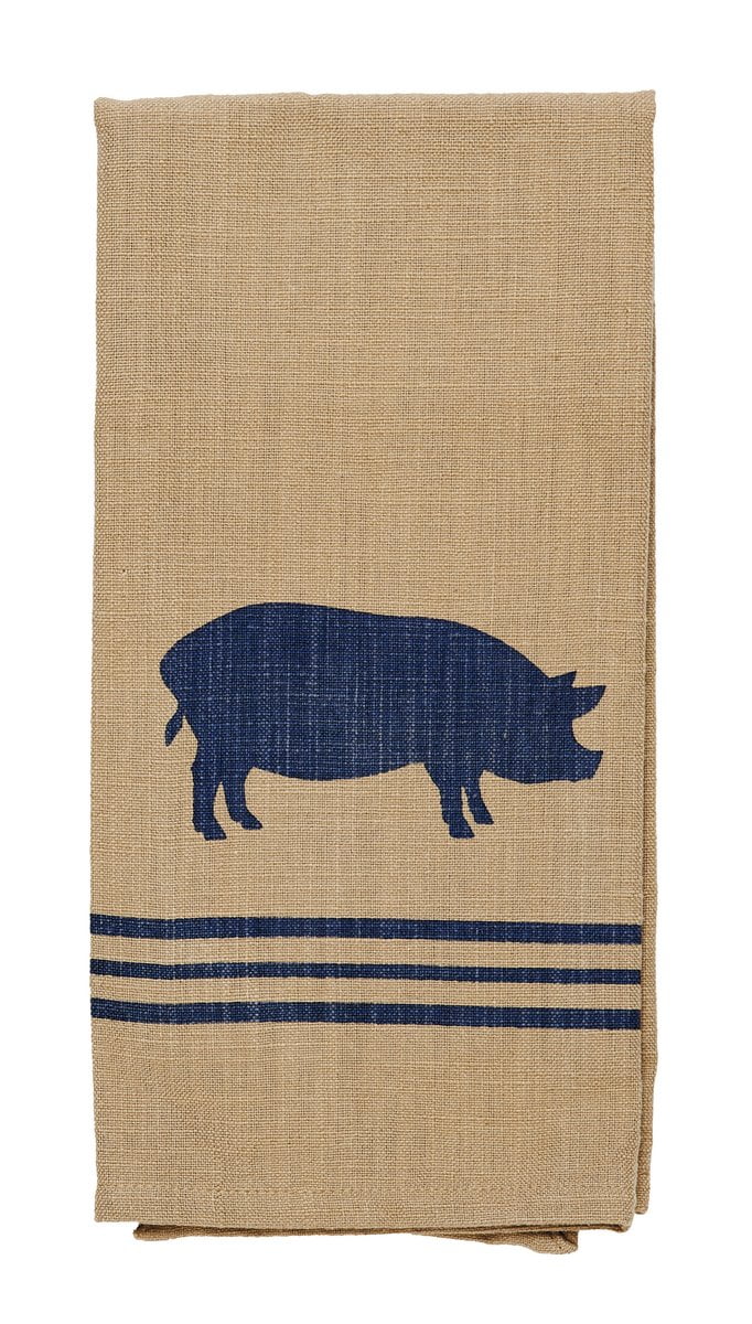 Linens Home & Living Large and Beautiful Embroidered Pig Farmhouse ...