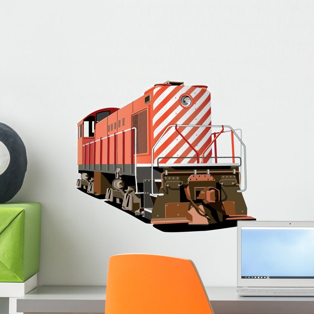 Red Stripped Locomotive Train Wall Decal Sticker, Wallmonkeys Peel ...