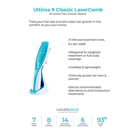 HairMax Ultima 9 Classic LaserComb Home Hair Growth Device. Stimulates ...