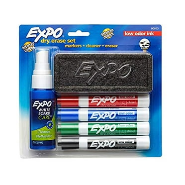 Expo Mountable Whiteboard Caddy with Set of 4 Chisel Markers/Eraser ...