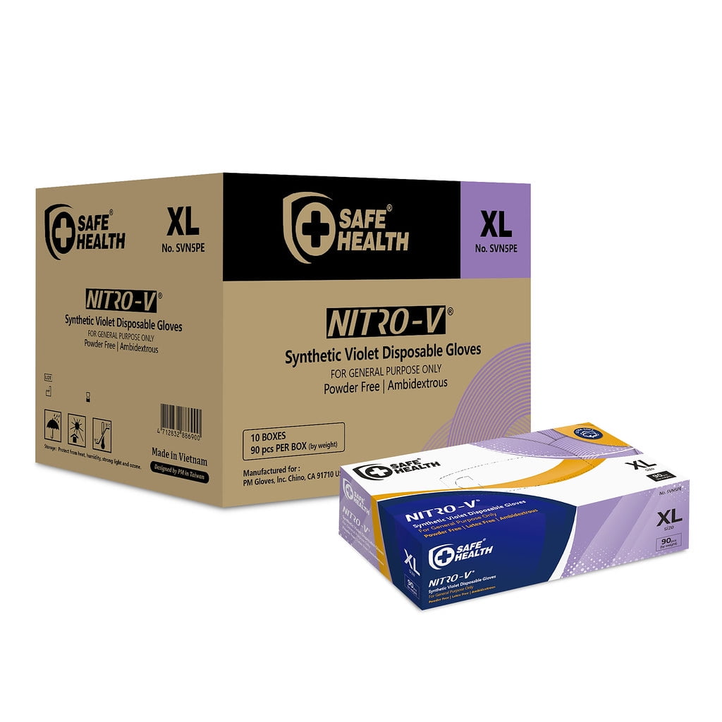 SAFEHEALTH Nitro-V XL Gloves, Synthetic Violet, Latex-Powder Free ...