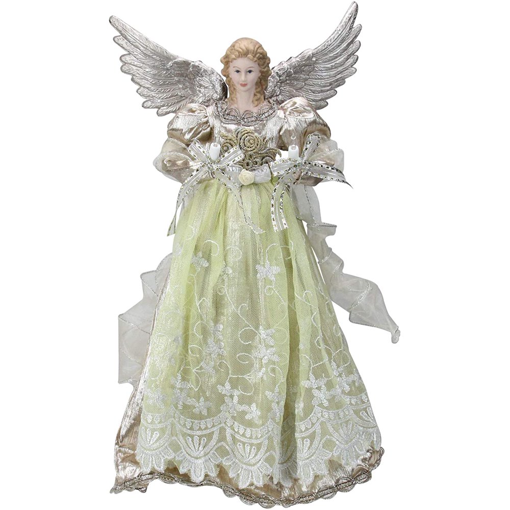 Kurt Adler UL 10-Light 16-Inch Platinum Angel Treetop - Walmart.com ...