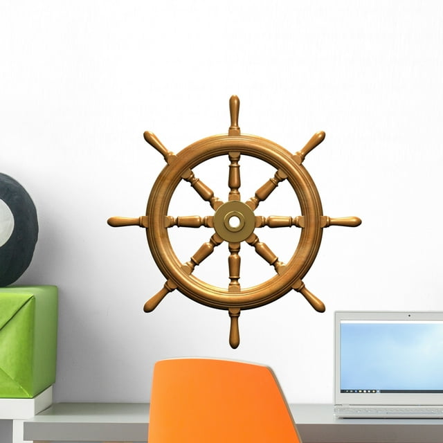 Ship Wheel Wall Decal by Wallmonkeys Peel and Stick Graphic (18 in H x ...