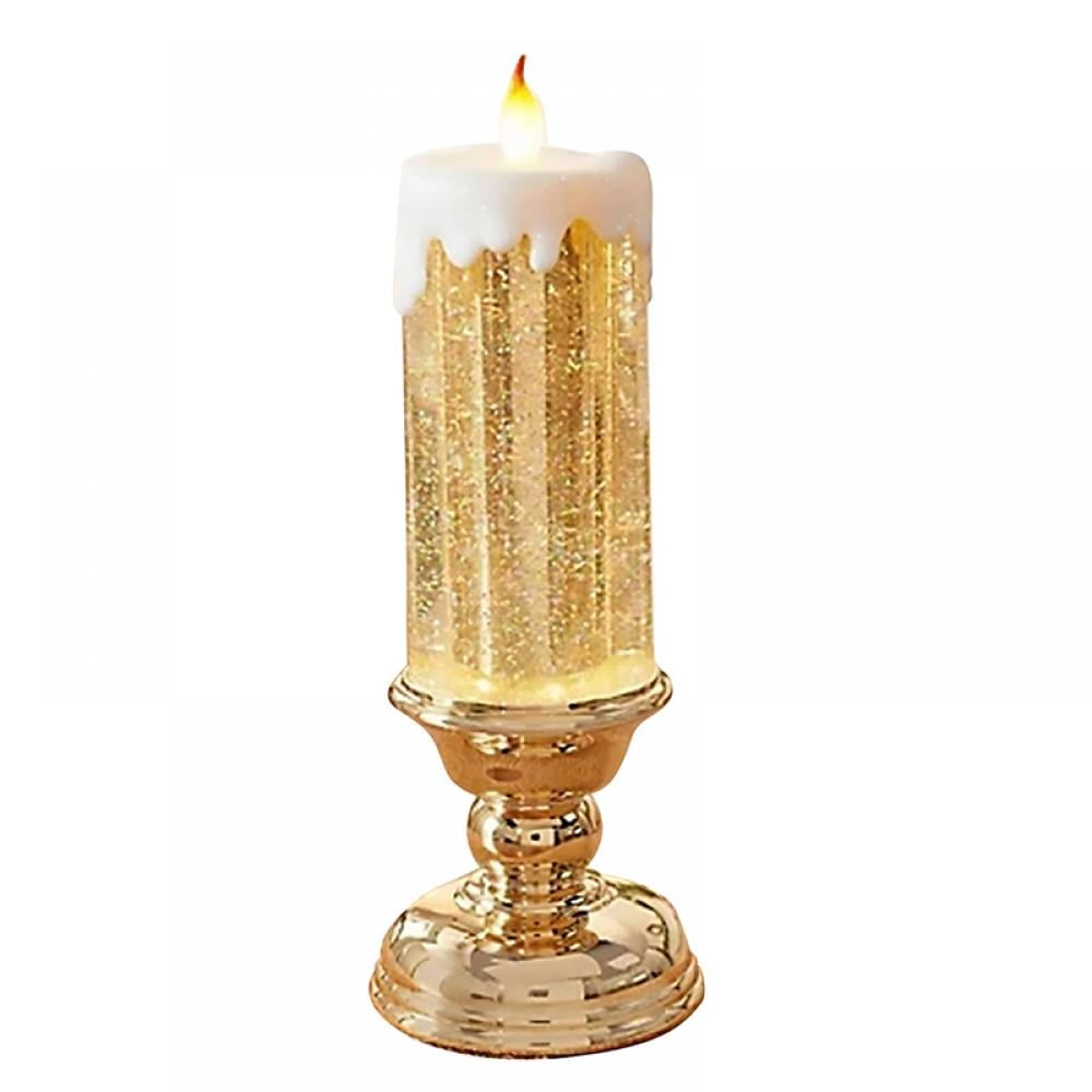LED Christmas Candles With Pedestal Rechargeable Glitter Color Change ...