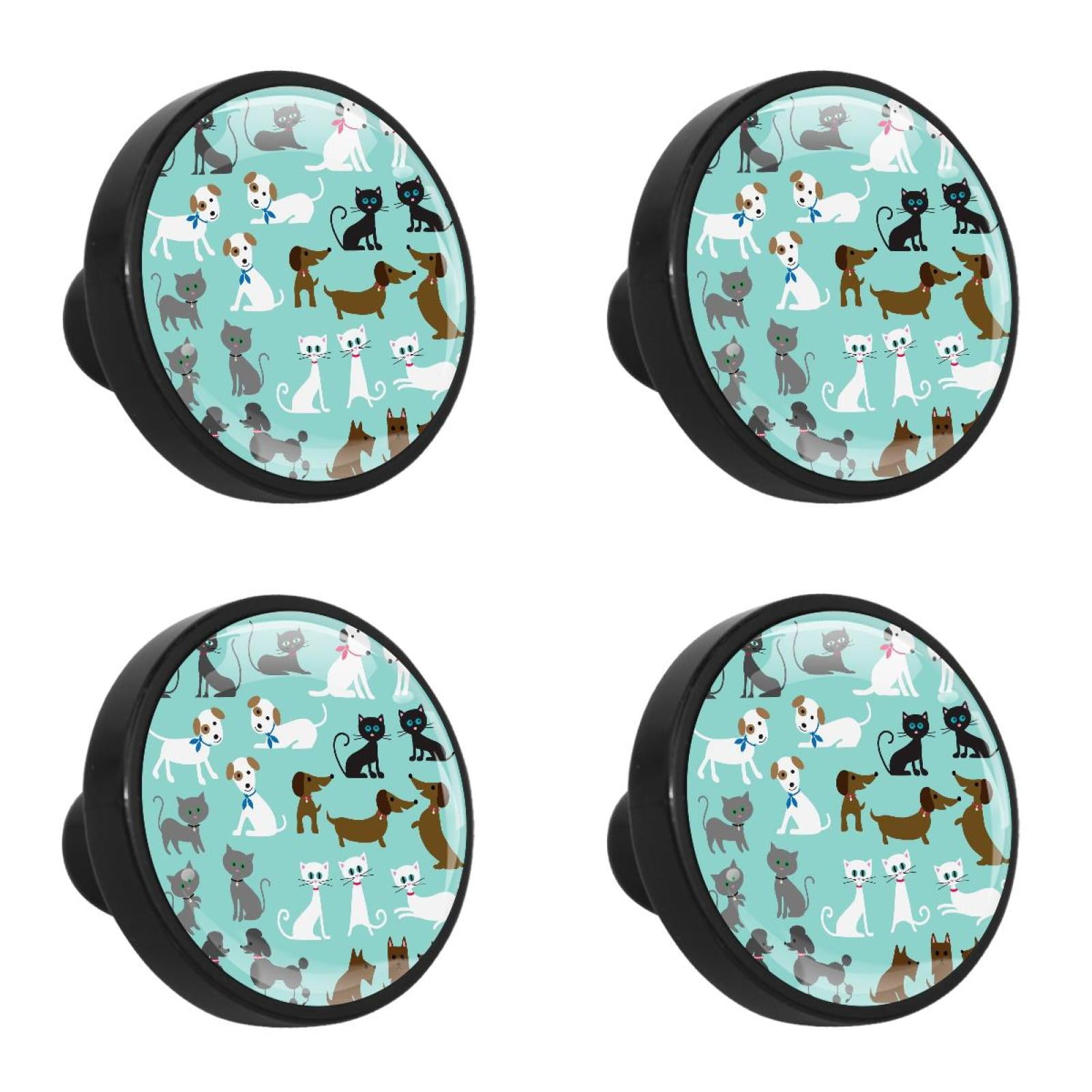4 Pcs Cats and Dogs Knobs for Kitchen Cabinet Cupboard Dresser Bookcase ...
