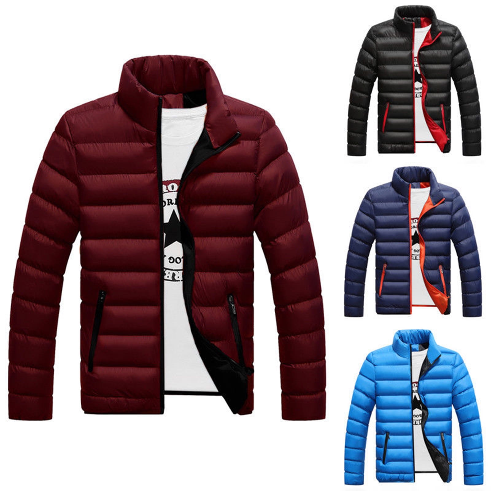 Sunisery Men' s Packable Puffer Down Stand Collar Full Zip Jacket ...