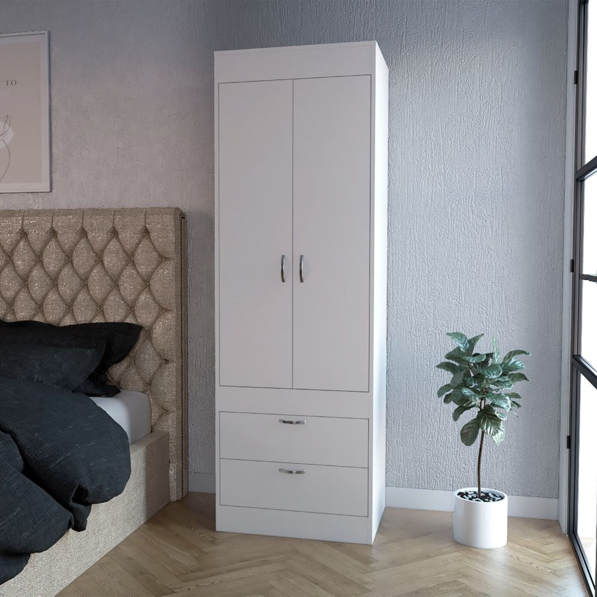 Modern Style Willow Grove 2-Drawer White Armoire with Hanging Rod ...