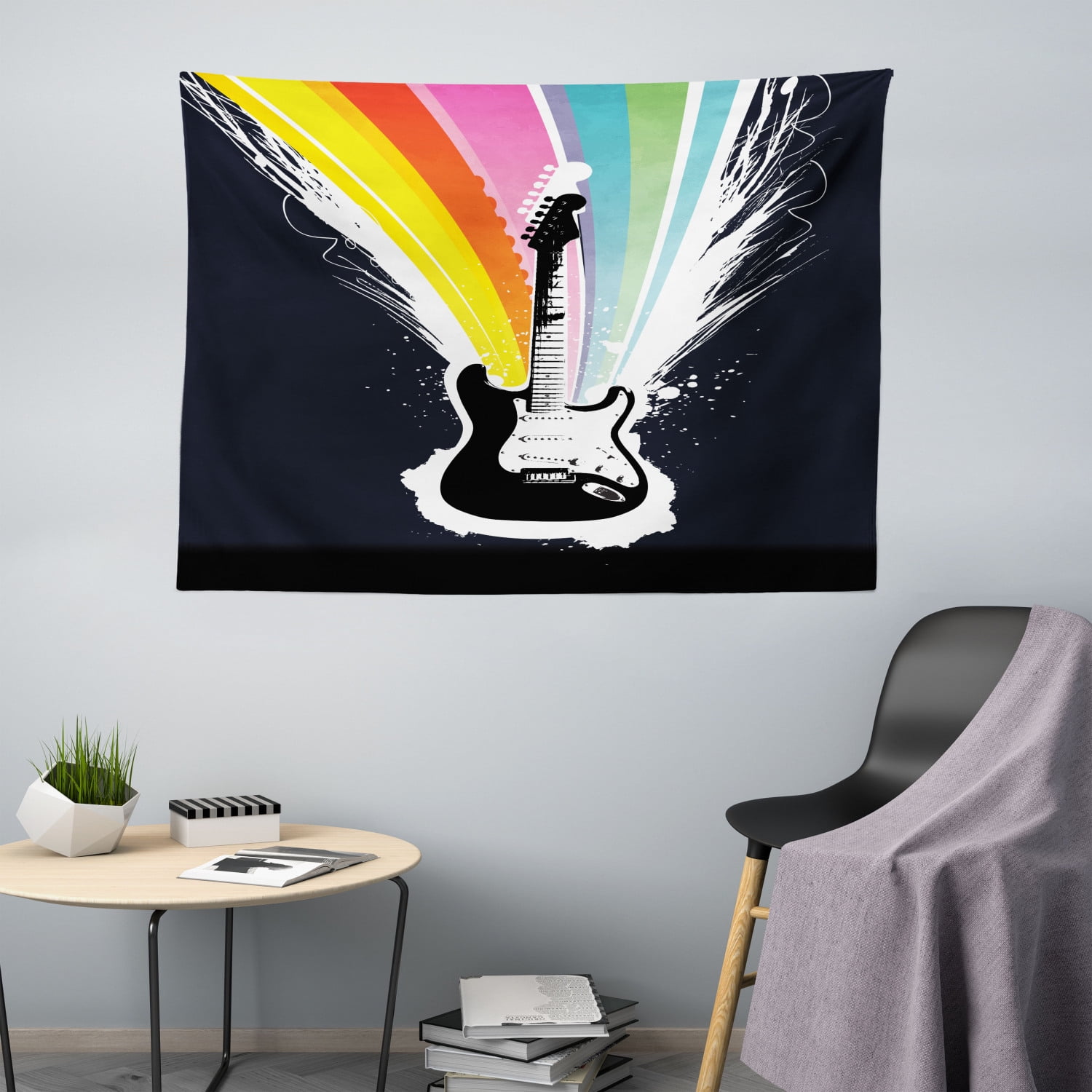 Guitar Tapestry, Colorful Stripes Flowing Out of an Electric Instrument ...