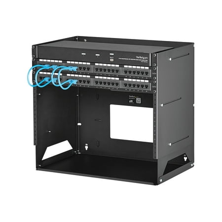 StarTech.com 8U Open Frame Wall Mount Network Rack w/ Built in Shelf - 2-Post Adjustable Depth ...