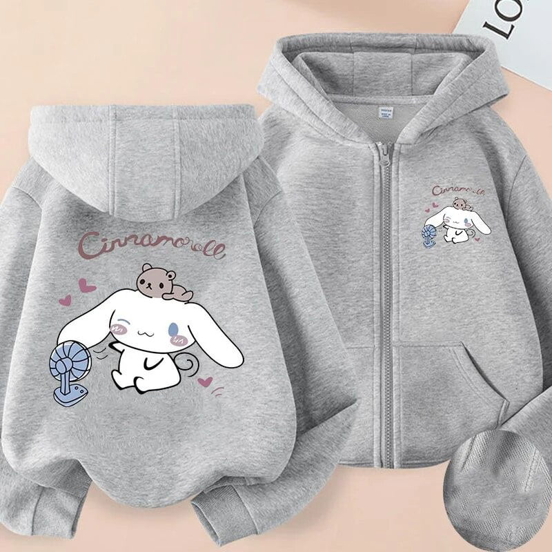 Sudadera con capucha de dibujos animados de Sanrio Cinnamoroll para adultos y niños, chaqueta ...