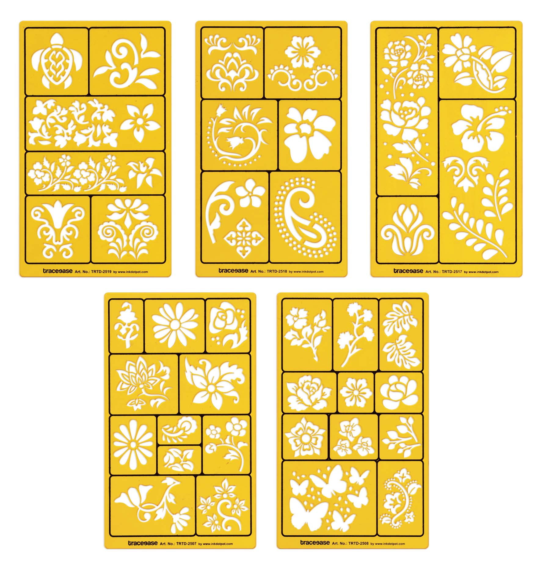 Traceease 5 Pieces Floral Multi-Pattern Drawing Templates For ...