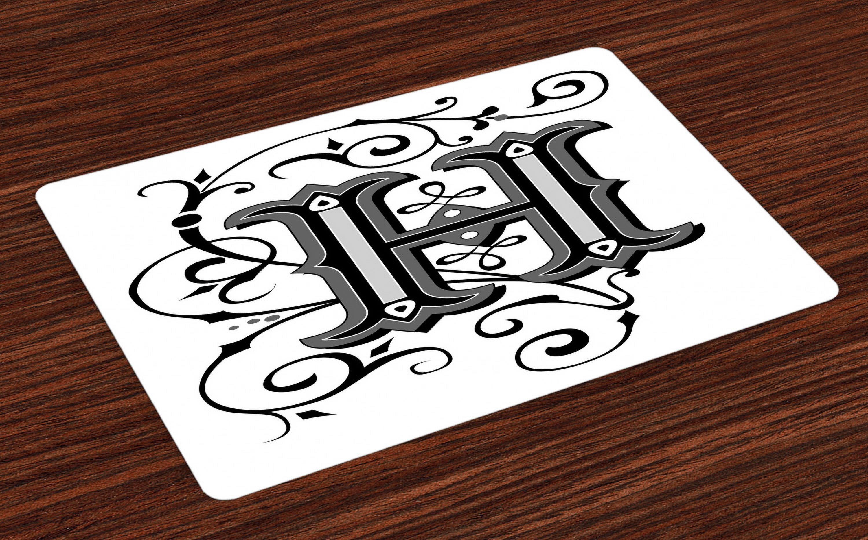 Ambesonne Letter H Place Mats Set of 4, Monastery Art H, Standard Size ...