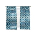 Blue Moroccan Abstract Plaid Chiffon Sheer Curtains 72 Inches Long ...