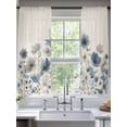 Blue Grey Flowers Semi Sheer Curtains 63 Inch Length 2 Panels Set ...