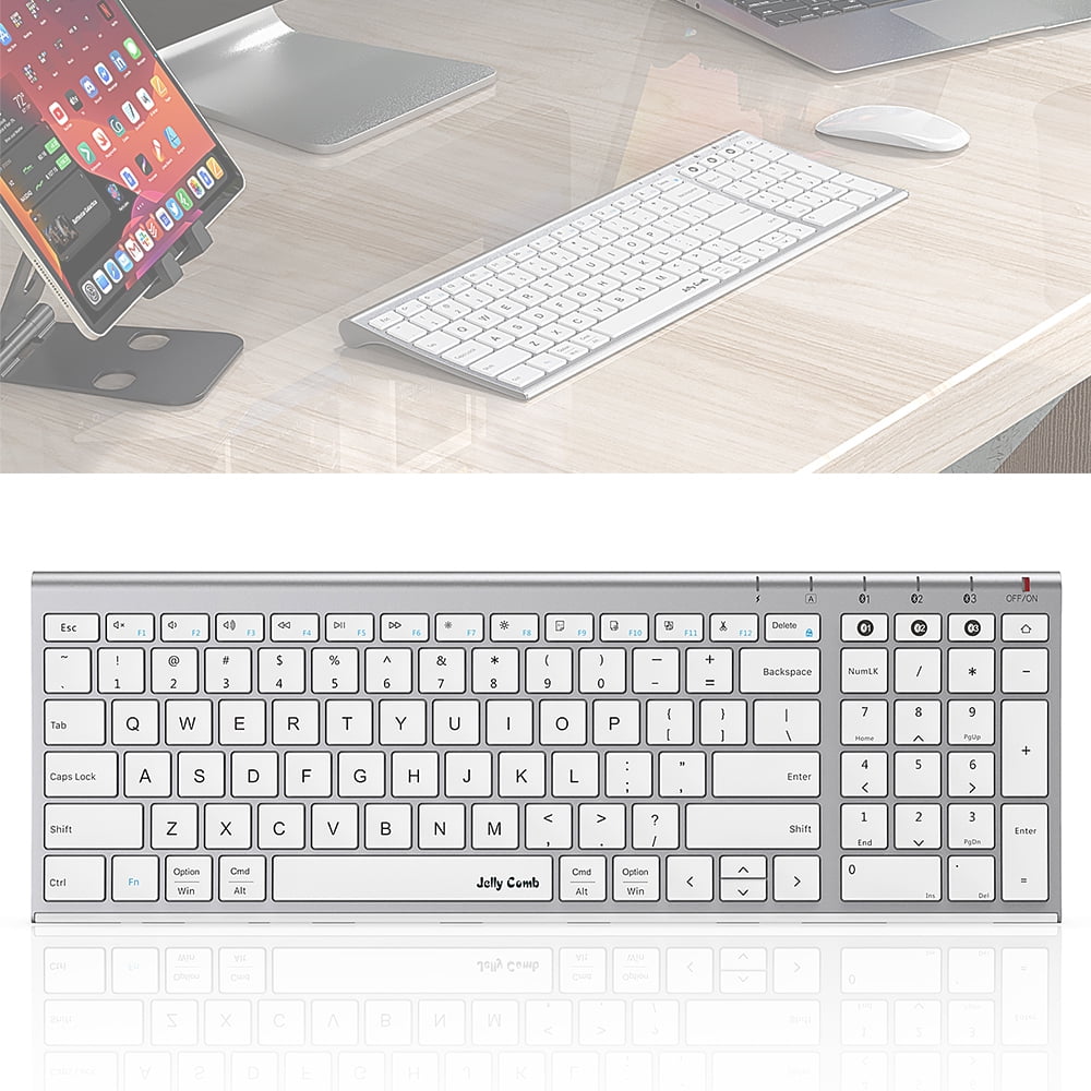 VIVEFOX Bluetooth Keyboard, Rechargeable Wireless Keyboard with Number ...