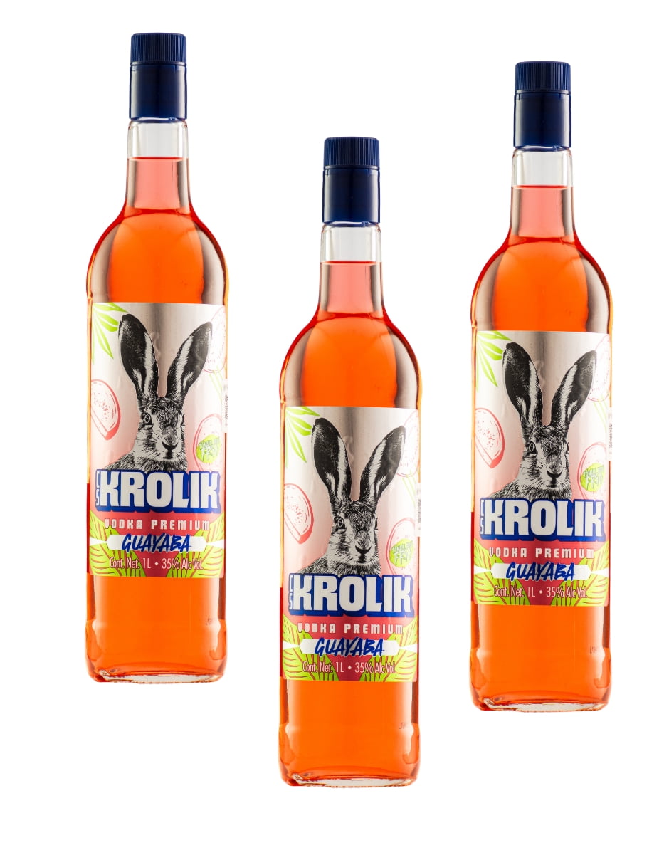 Tripack Vodka Cs Krolik 40% Alc. Vol. Sabor Guayaba 1000 Ml Cs Krolik ...