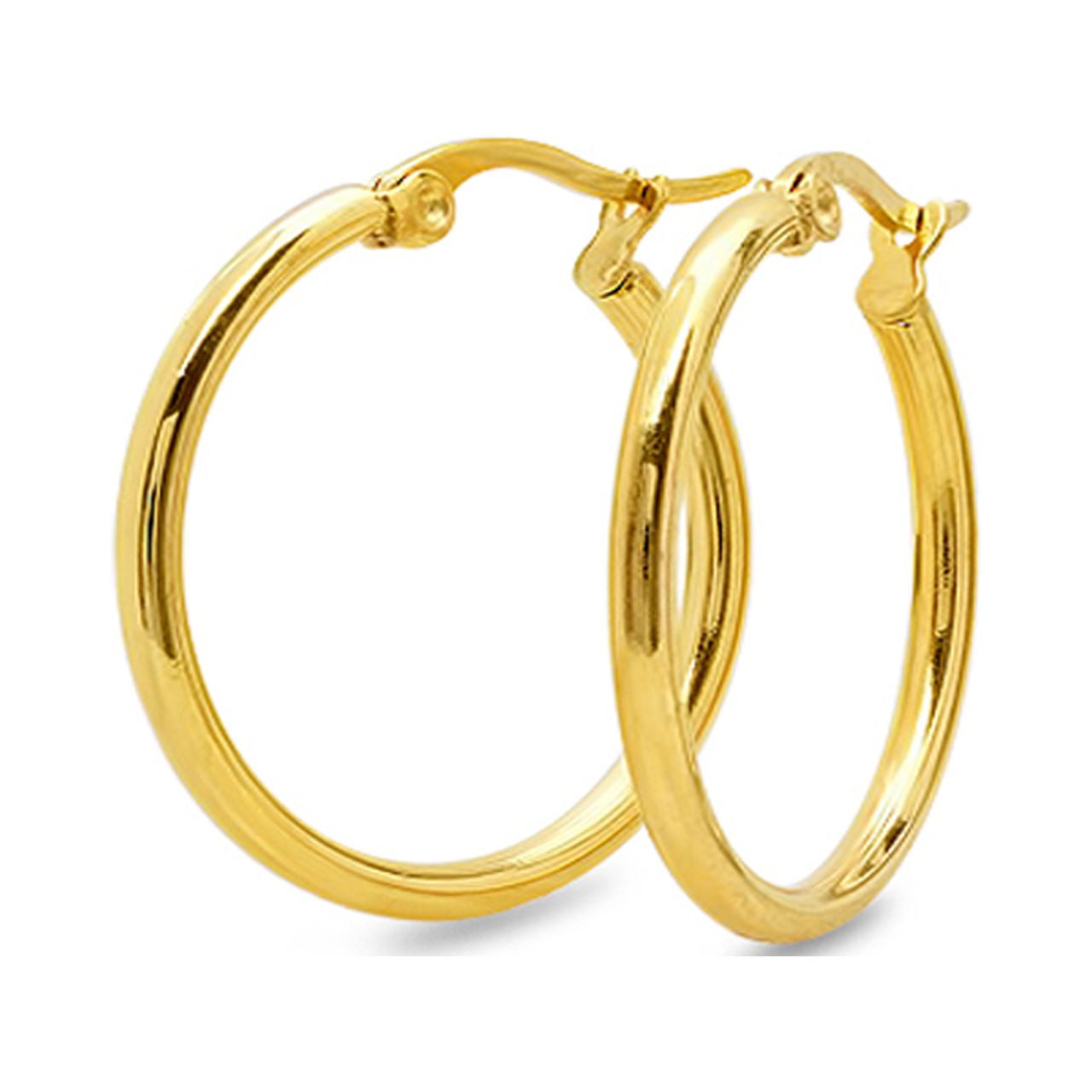 SteelTime 18K Gold Plated Rounded Tube Hoop Earrings For Women ...