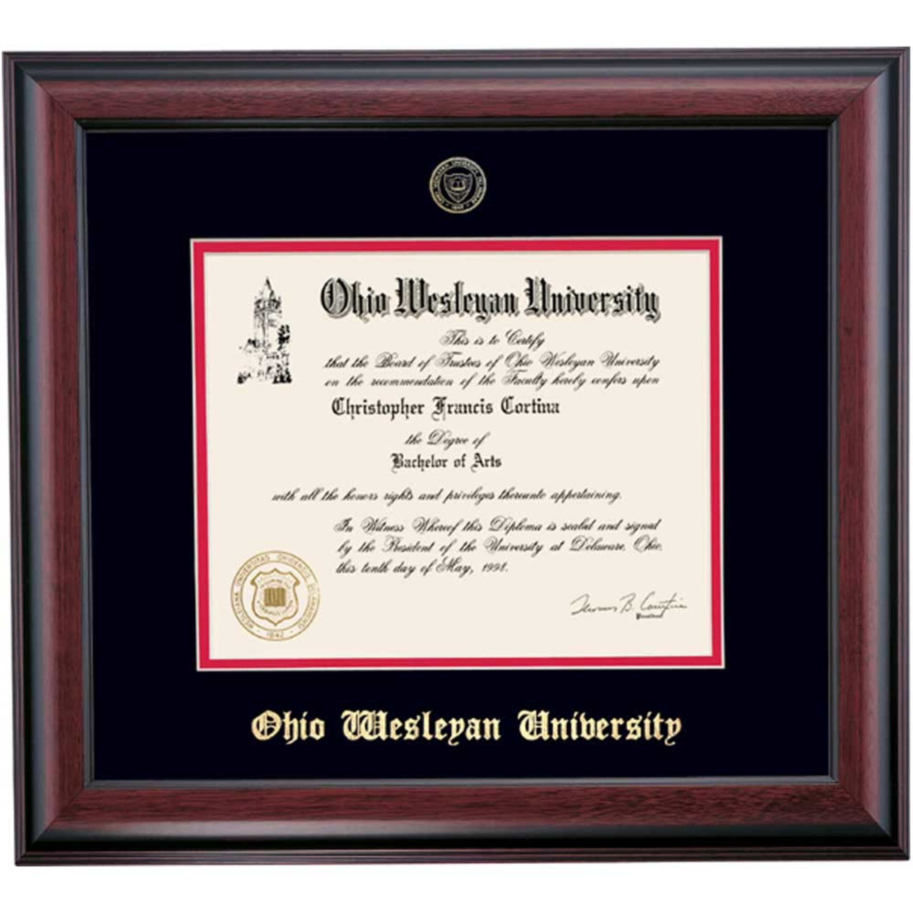 OCM Diploma Frame for Ohio Wesleyan University, 16" x 18" Diploma ...