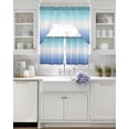 Blue Turquoise White Kitchen Curtains Set for Windows 3 Piece Cafe ...