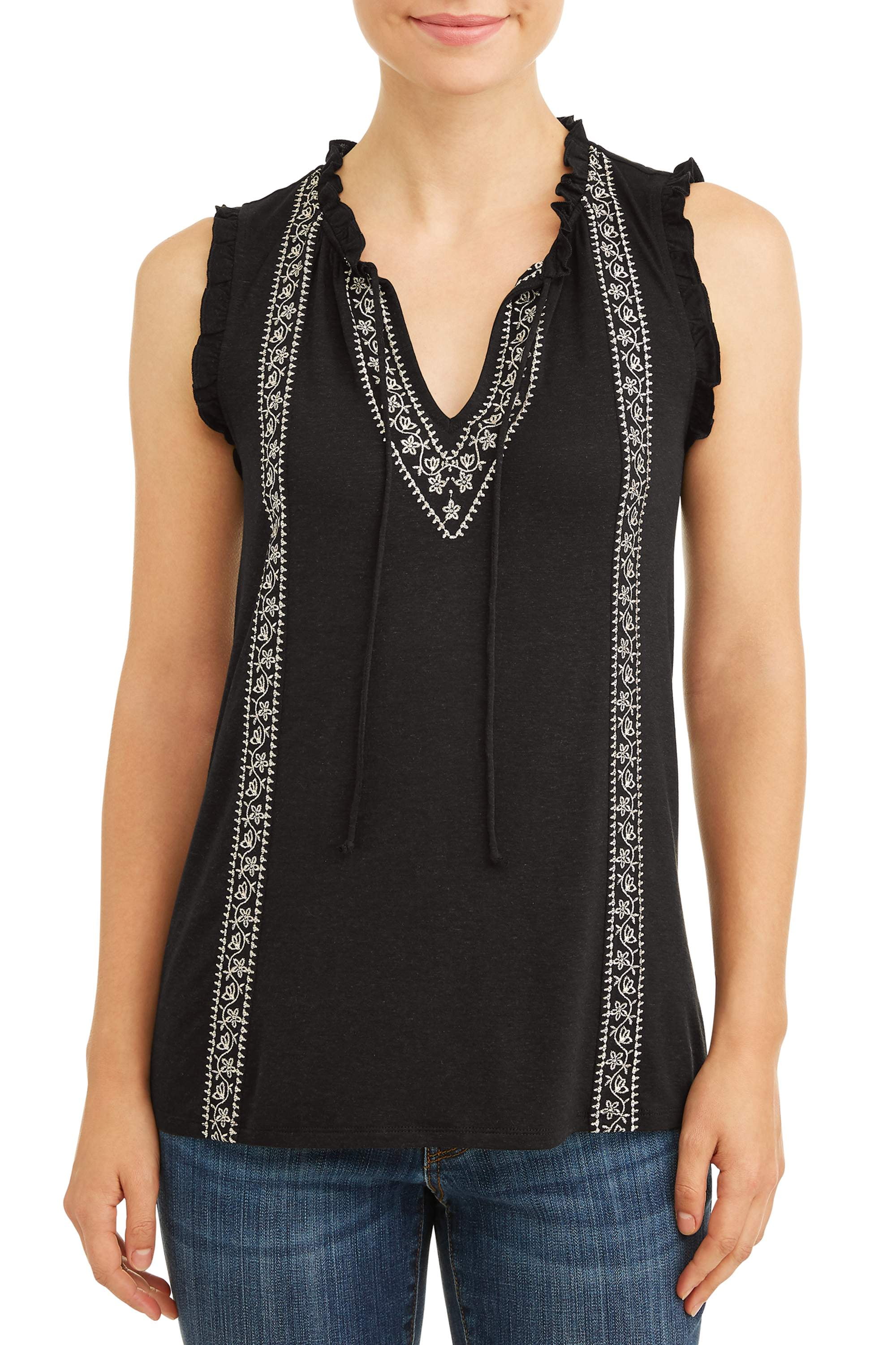 Time and Tru Women's Embroidered Tank Top - Walmart.com